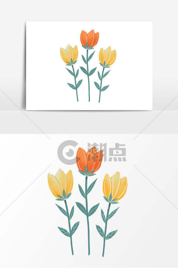 清新郁金香花朵花卉叶子设计元素1024*1540图片素材免费下载-编号1302608-潮点视频