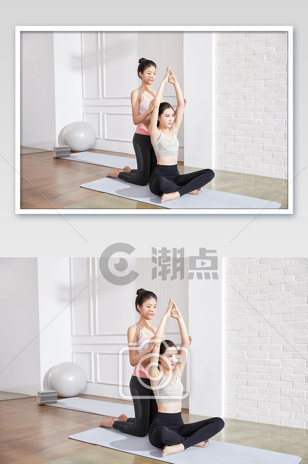 瑜伽健身普拉提女性双人形体姿势练习图片摄影图1024*1540图片素材免费下载-编号1304601-潮点视频