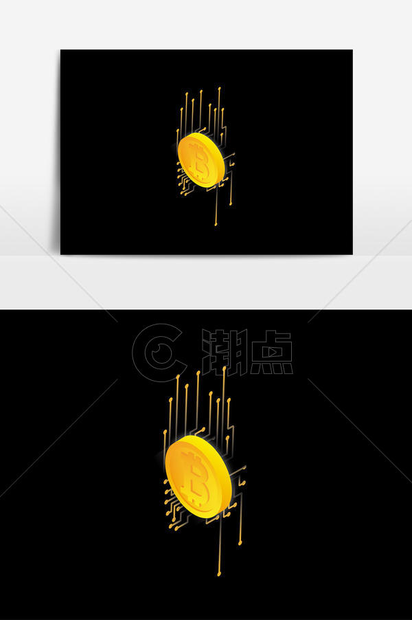 2.5D风格黄金发光比特币运算中矢量元素设计元素1024*1540图片素材免费下载-编号1317002-潮点视频