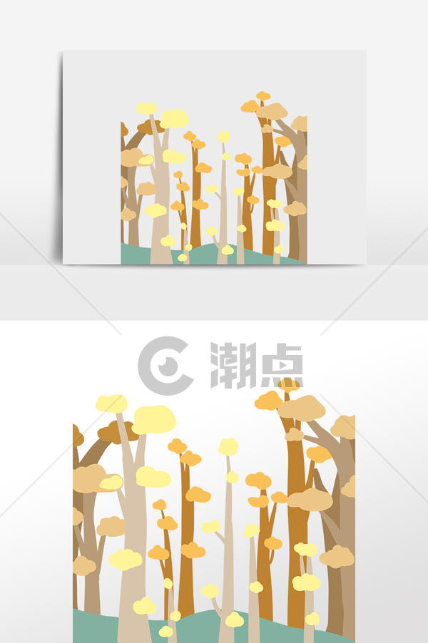 扁平风秋天秋季树林设计元素1024*1540图片素材免费下载-编号1361761-潮点视频