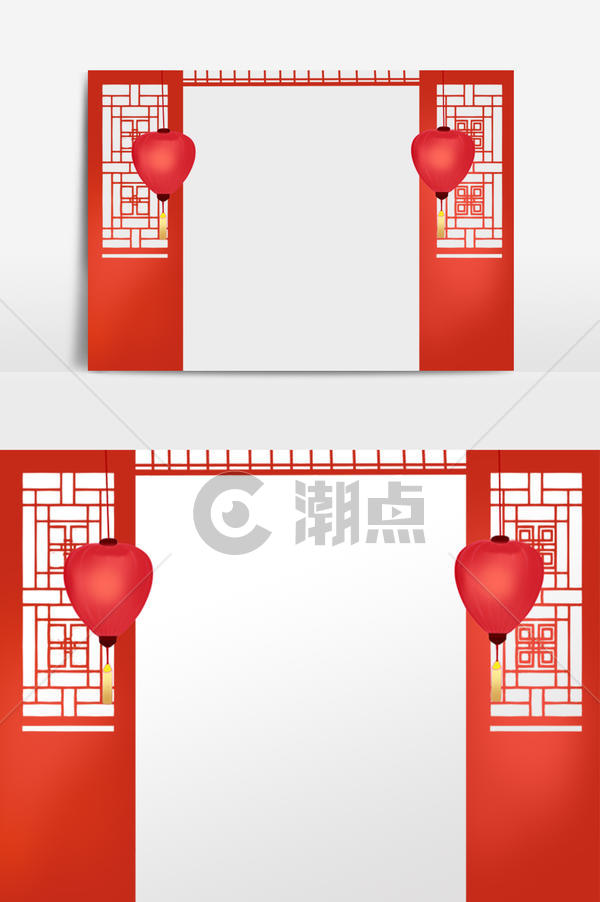 新年中式喜庆灯笼门框设计元素1024*1540图片素材免费下载-编号1365738-潮点视频