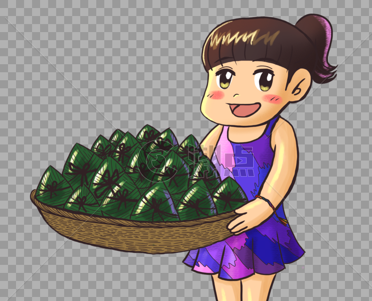 拿粽子的女孩设计元素371*300图片素材免费下载-编号62367-潮点视频