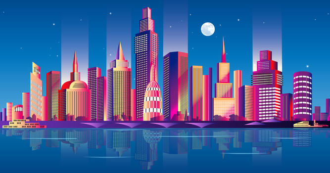 多彩城市立体插画GIF图GIF动图1024*2802图片素材免费下载-编号1240454-潮点视频