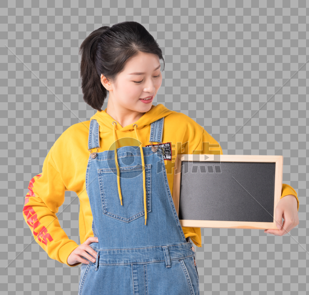 站着拿着小黑板的时尚学生设计元素1568*1493图片素材免费下载-编号80268-潮点视频