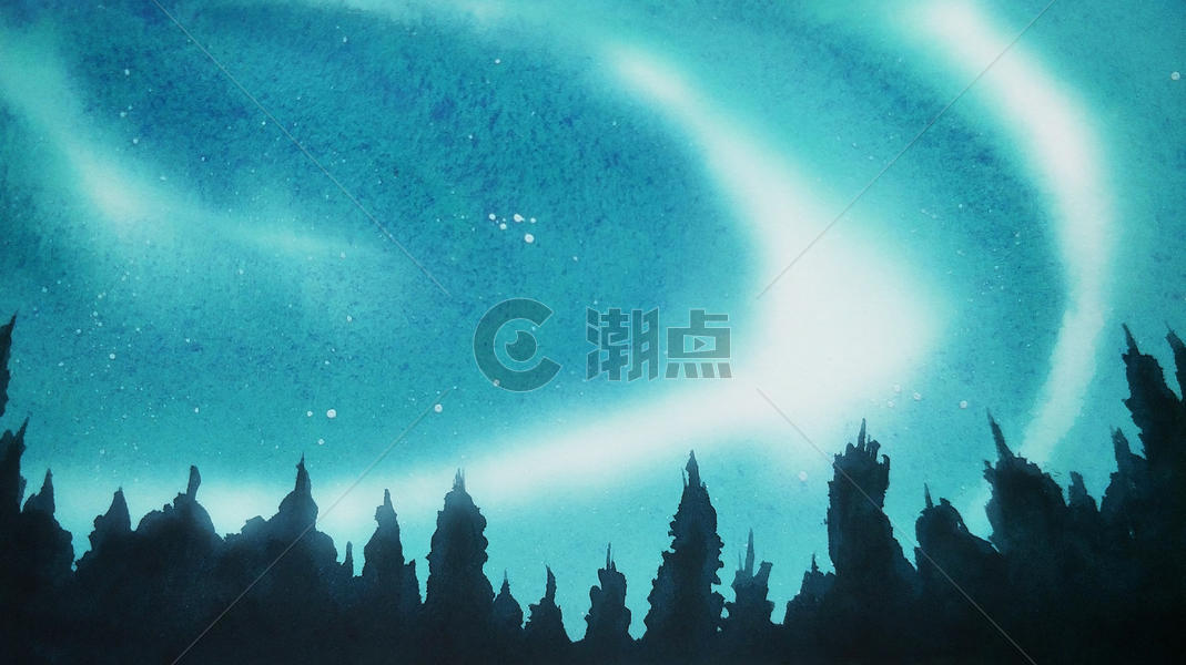 治愈极光插画原画4608*2587图片素材免费下载-编号106011-潮点视频