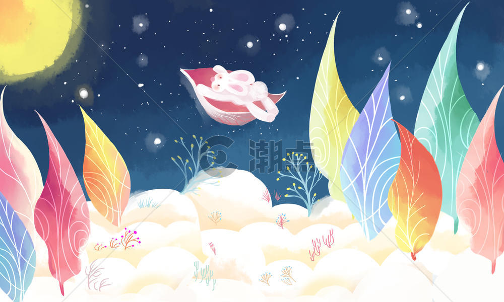 奔向月球插画原画3000*1800图片素材免费下载-编号124909-潮点视频