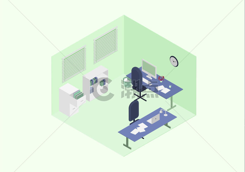 2.5D办公室插画原画3389*2387图片素材免费下载-编号164328-潮点视频