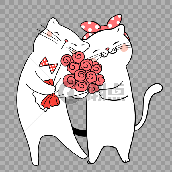 可爱小猫送玫瑰花甜蜜过情人节设计元素1389*1389图片素材免费下载-编号247749-潮点视频