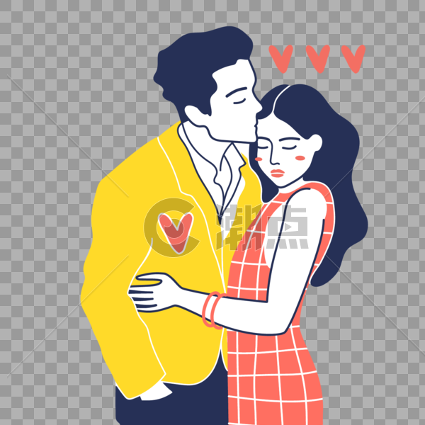 手绘情侣甜蜜亲额头设计元素1389*1389图片素材免费下载-编号248756-潮点视频