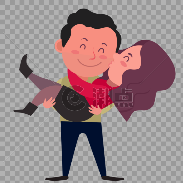 情人节公主抱亲吻的情侣设计元素1389*1389图片素材免费下载-编号255654-潮点视频