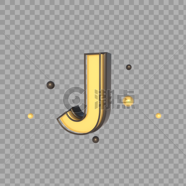 C4D立体黑金海报装饰英文字母J设计元素1500*1500图片素材免费下载-编号340215-潮点视频