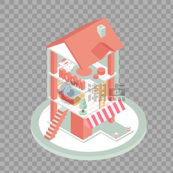 2.5d创意温馨双层小屋场景设计元素8334*8334图片素材免费下载-编号384565-潮点视频