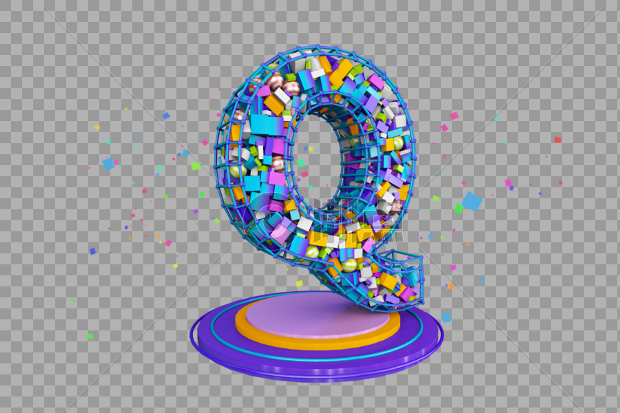 七彩立体几何字母Q设计元素3000*2000图片素材免费下载-编号391137-潮点视频