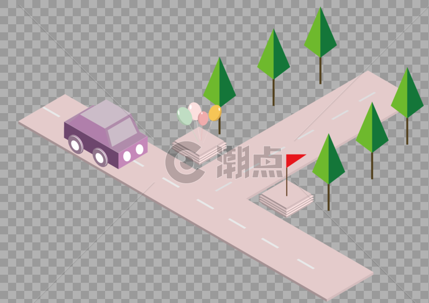 2.5D 公路汽车设计元素1415*1000图片素材免费下载-编号439871-潮点视频