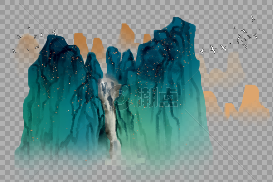 中国风水墨青绿山水设计元素1772*1181图片素材免费下载-编号482323-潮点视频