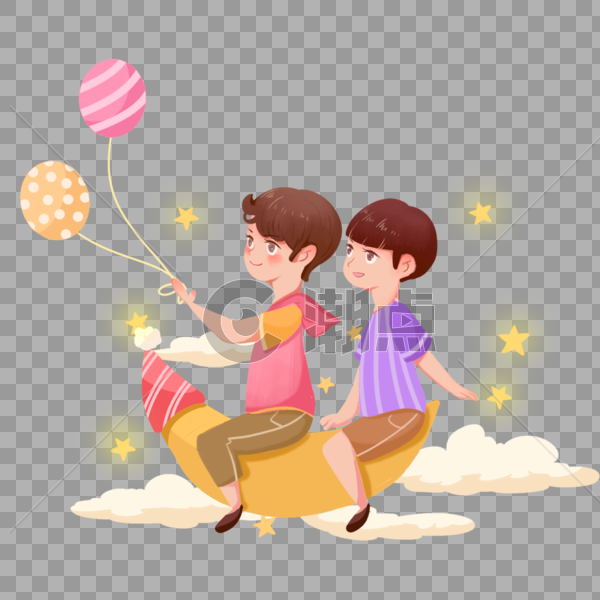 儿童节可爱风格男孩子月亮星星气球设计元素2000*2000图片素材免费下载-编号526590-潮点视频