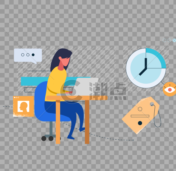 女人工作处理信息图标免抠矢量插画素材设计元素1029*1000图片素材免费下载-编号556938-潮点视频