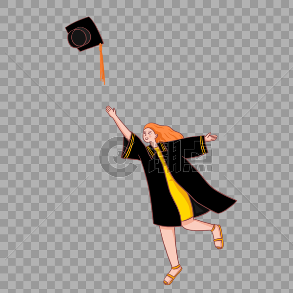 手绘跳跃扔学士帽人物形象设计元素2000*2000图片素材免费下载-编号558045-潮点视频